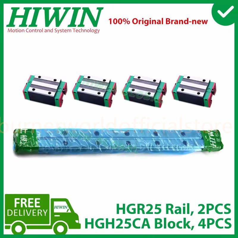 HIWIN 2pc HGR25 200-2000mm Linear Guide Rail + 4pc HGH25CA Slide Block ...