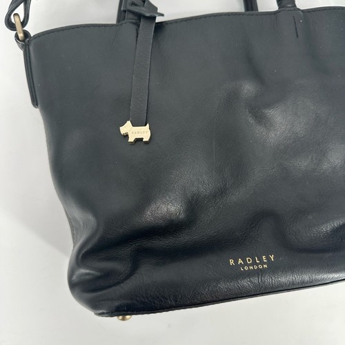 RADLEY London Knitters Close Small Drawstring Bucket Bag Black Leather ...