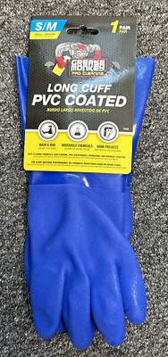 Long Cuff PVC Coated Grease Monkey Pro Cleaning Coated Gloves Size ...