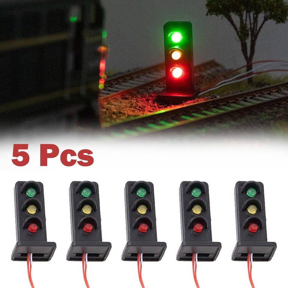 5Pcs Model Train Signals 3-Lights OO/HO Scale Railroad LED Signal Lamp ...
