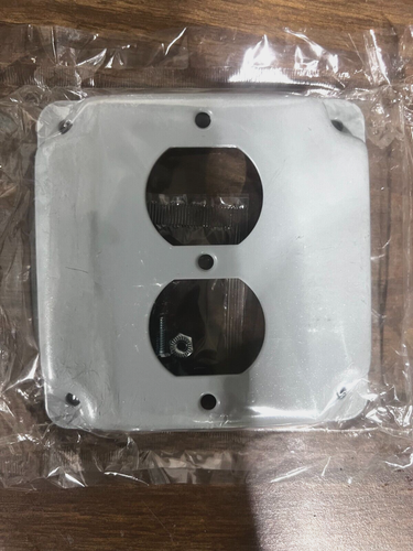 4" Electrical Box Cover, Duplex Receptacle, Square, 2 Gangs, 1/2 in ...