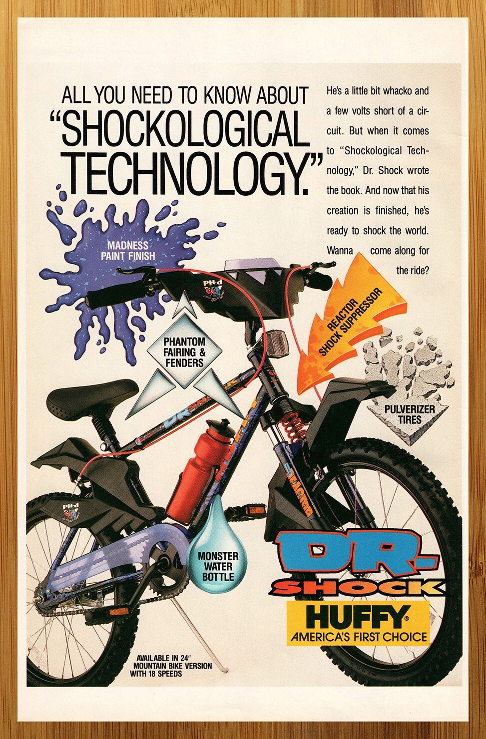 1994 Huffy Dr. Shock Bike Vintage Print Ad/Poster Retro BMX 90s Kid ...