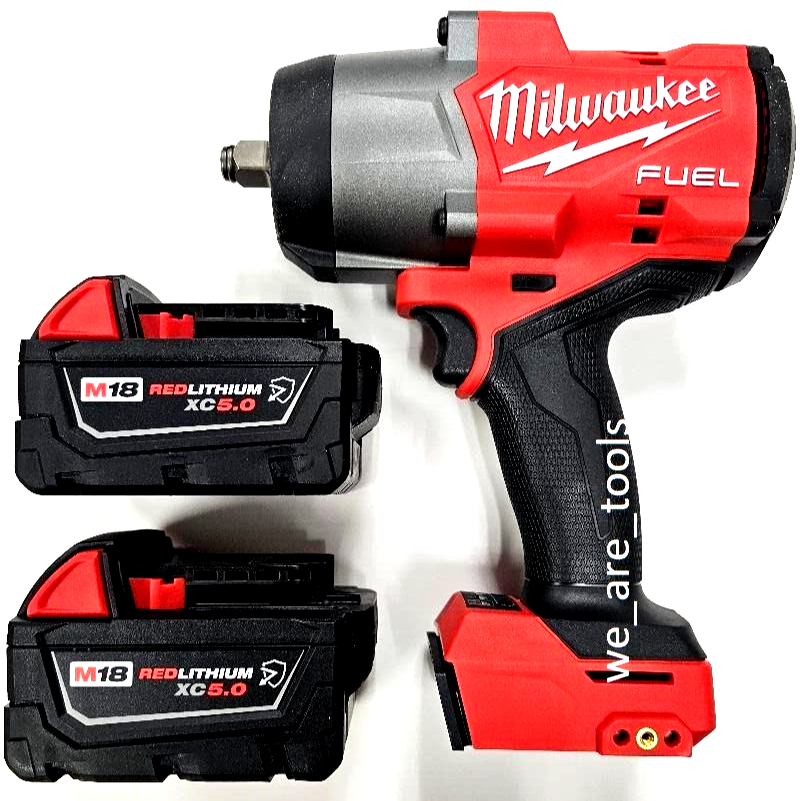 Milwaukee FUEL 2967-20 M18 1/2" Impact Wrench, 2) 5.0 Battery, Charger ...