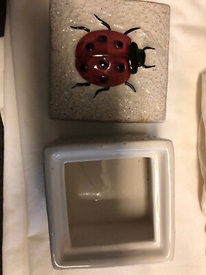Porcelain Insect Box Red Ladybug Ceramic White Jewelry Container | eBay