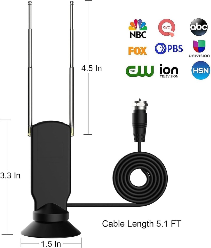 TV Antenna for Smart TV, 360° Reception Digital HD Antenna Without ...