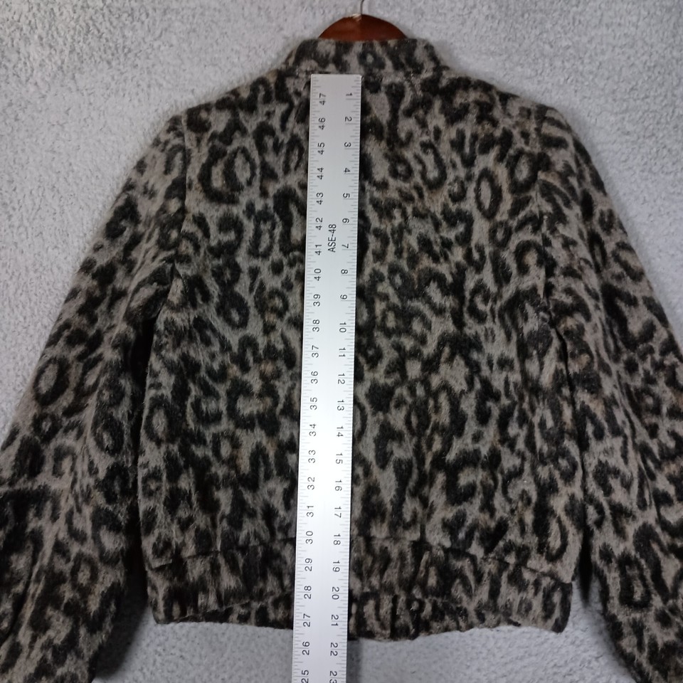 Banana Republic Bomber Jacket Women's XS Gray Leopard Print Wool Blend ...