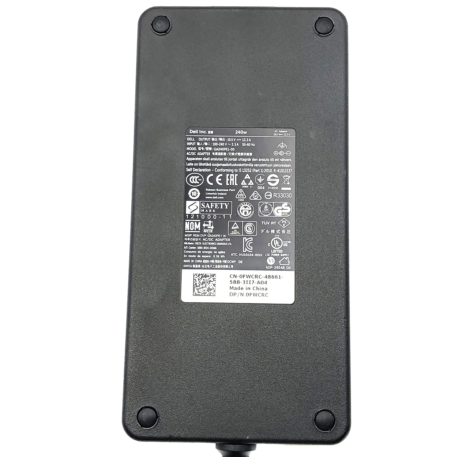 Dell LA240PM160 240W AC Adapter - Black for sale online | eBay