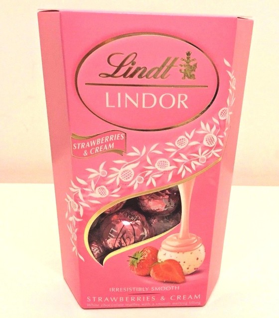 Lindt Lindor Strawberry and Cream White Chocolate Truffles 200g for ...