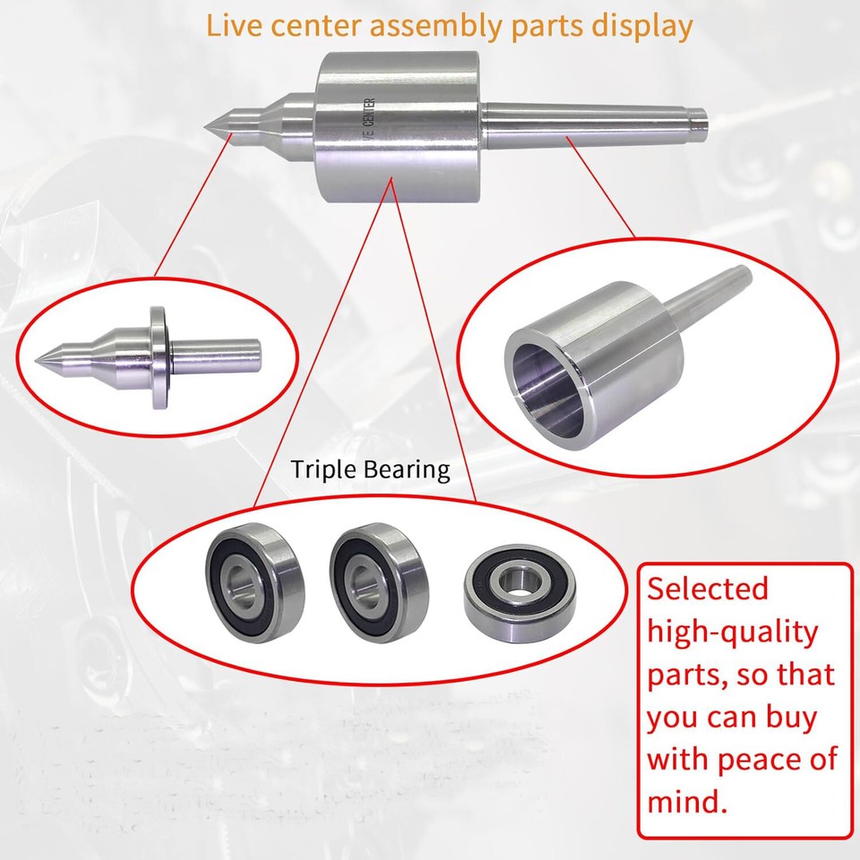 MT4 Long Spindle Turning Live Center Morse Taper Triple Bearing ...