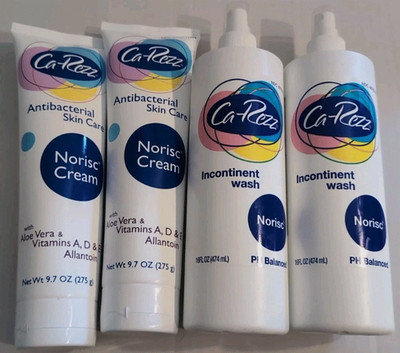 6ct Ca-Rezz Antibacterial Norisc Cream 9.7 oz AND 6ct Incontinent Wash ...