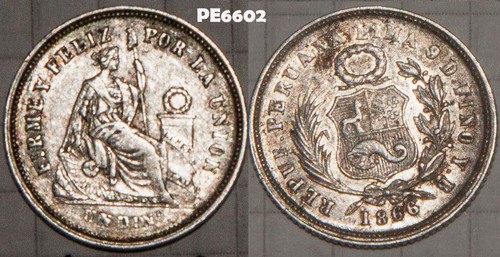 Peru 1866 Dinero Peseta Silver Coin Uncirculated PE6602 Bullion | eBay