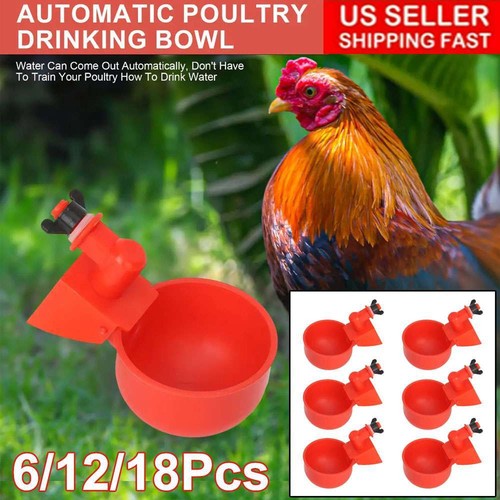 Automatic Water Cups Red Poultry Drinker Waterer Chicken Duck Quail ...