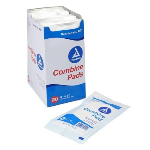 Dynarex Combine Pads Sterile Bandage Wound Dressing 5"x9" 20 units /BX ...