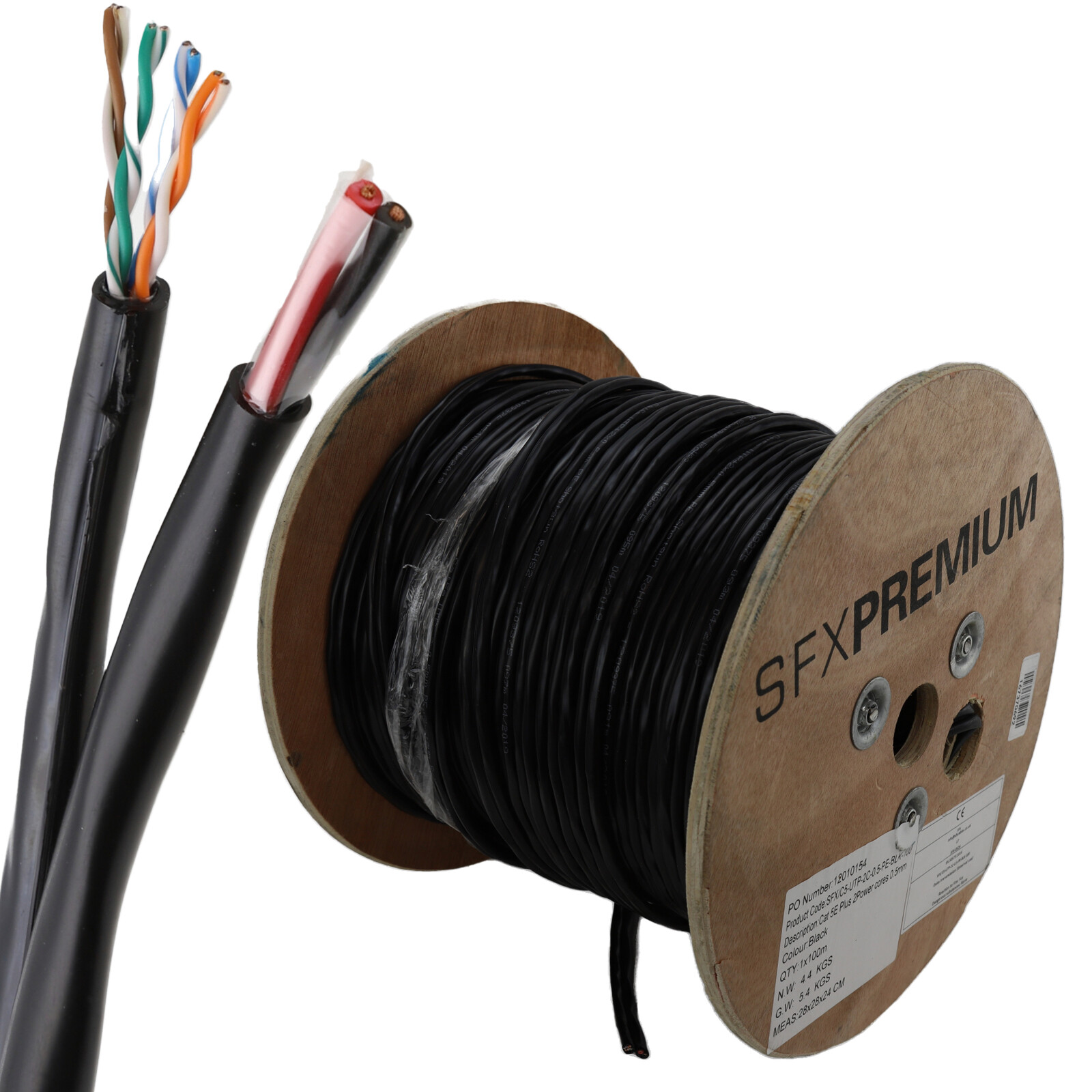 SFX 4 Core Cat5e UTP and 2 x DC Power Cores Shotgun Cable for CCTV ...