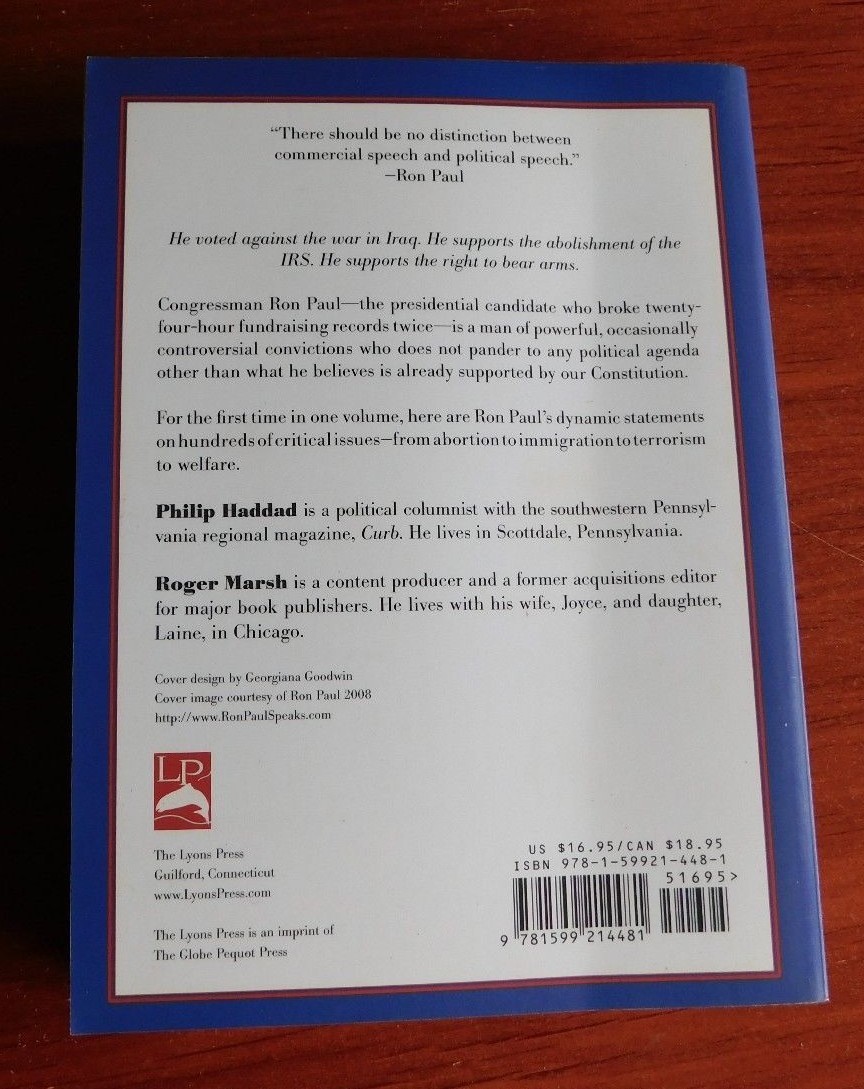 Ron Paul Speaks - by Roger Marsh & Philip Haddad - 2008 Paperback ...