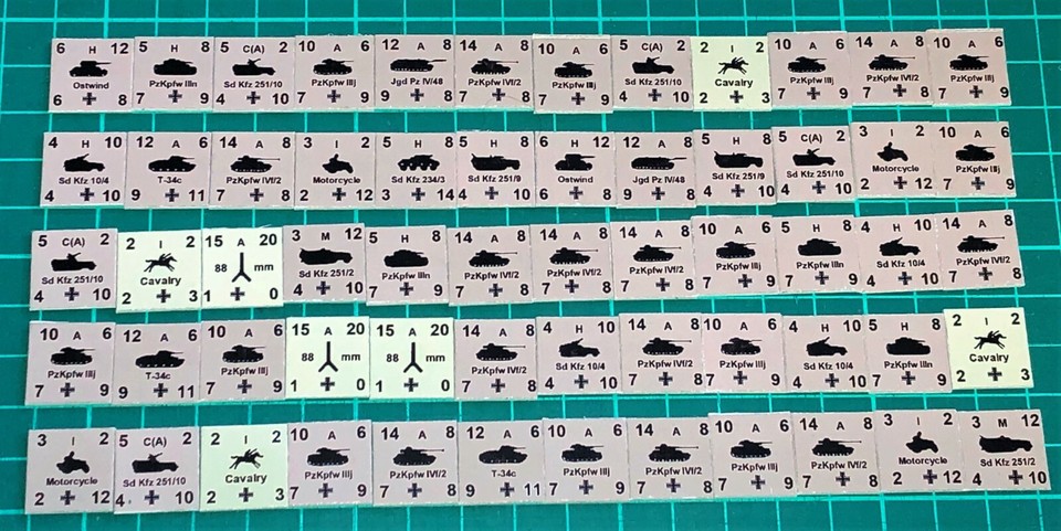 PanzerBlitz Unofficial guide counters set (of 108), for Avalon Hill ...