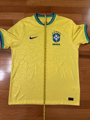 New L Nike Brazil Home 2022 World Cup Soccer Yellow Jersey Kit DN0680 ...
