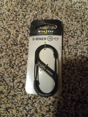 Nite Ize S-Biner Dual Carabiner 25 lb Stainless Steel Black #3 Size SB3 ...