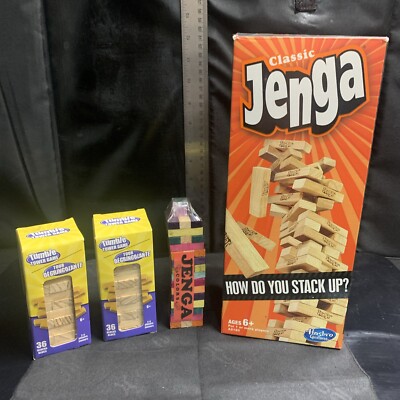 Jenga Game Classic by Hasbro NEW & Tumble Tower (2) & Benga Colors ...