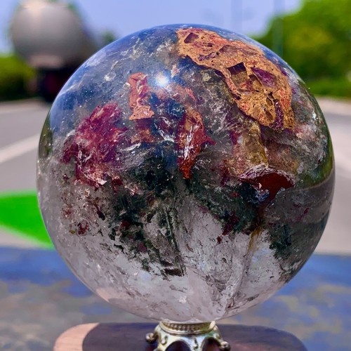 356G Natural rainbow garden ghost Quartz Ball Crystal Sphere Mineral ...