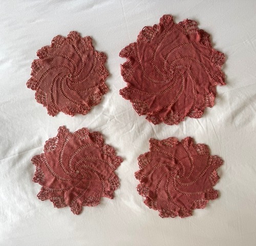 Set of Vintage Handmade Rare Burgundy Dollies - 3 pcs of 8” and 1 pc of ...