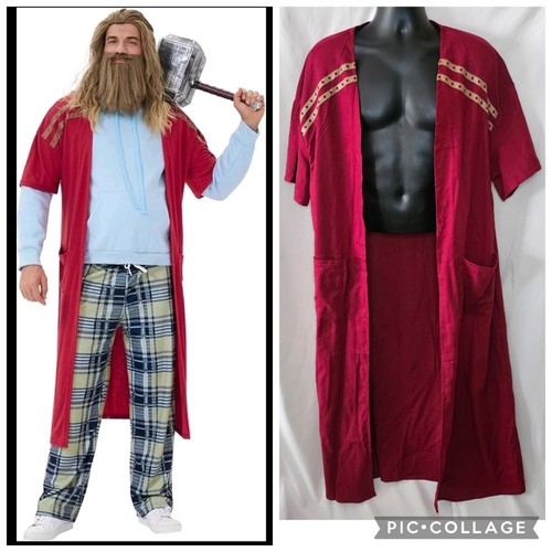 Adult Mens Cosplay Costume Marvel Avengers 4 Endgame Fat Thor Red Robe ...