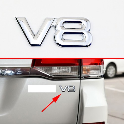 Car Universal Chrome V8 Number Letters Logo Badge Stickers Metal Decal ...