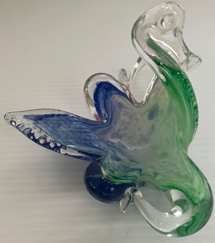 Vintage Italy Murano Style Hand Blown Green & Blue Crystal Swan. | eBay