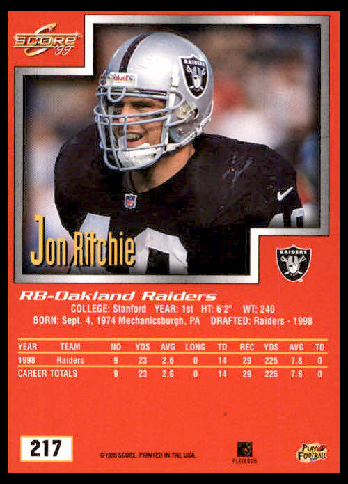 1999 Score - #217 Jon Ritchie for sale online | eBay