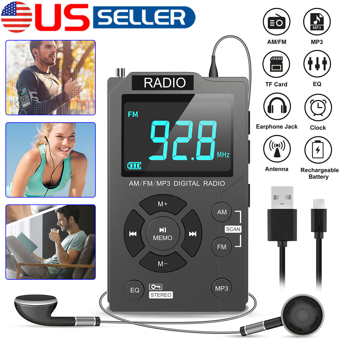 Portable Mini Pocket Digital Radio LCD AM FM Radio Recorder With MP3 ...