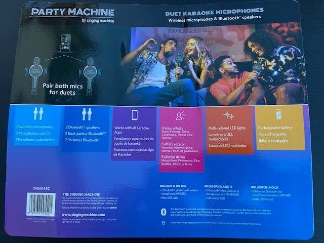 Singing Machine Party Machine Duet Microphones with Bluetooth and Voice ...