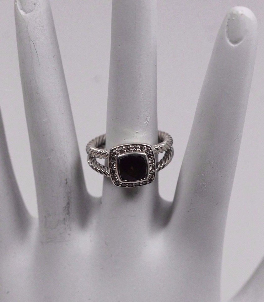 David Yurman .925 Silver Ring with Smokey Quartz & Diamond Ahlo, size 6 ...