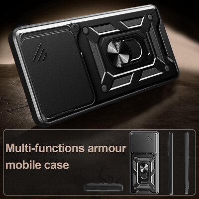 For ZTE Blade A35 A55 Phone Case Hybrid Armor Slide Cover Camera Ring ...