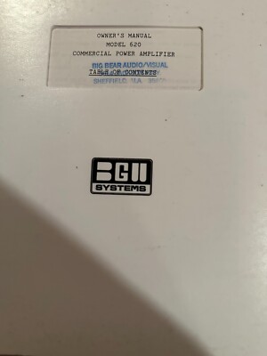 BGW Systems Model 620 Commercial Power amplifier Owner/User Manual ...