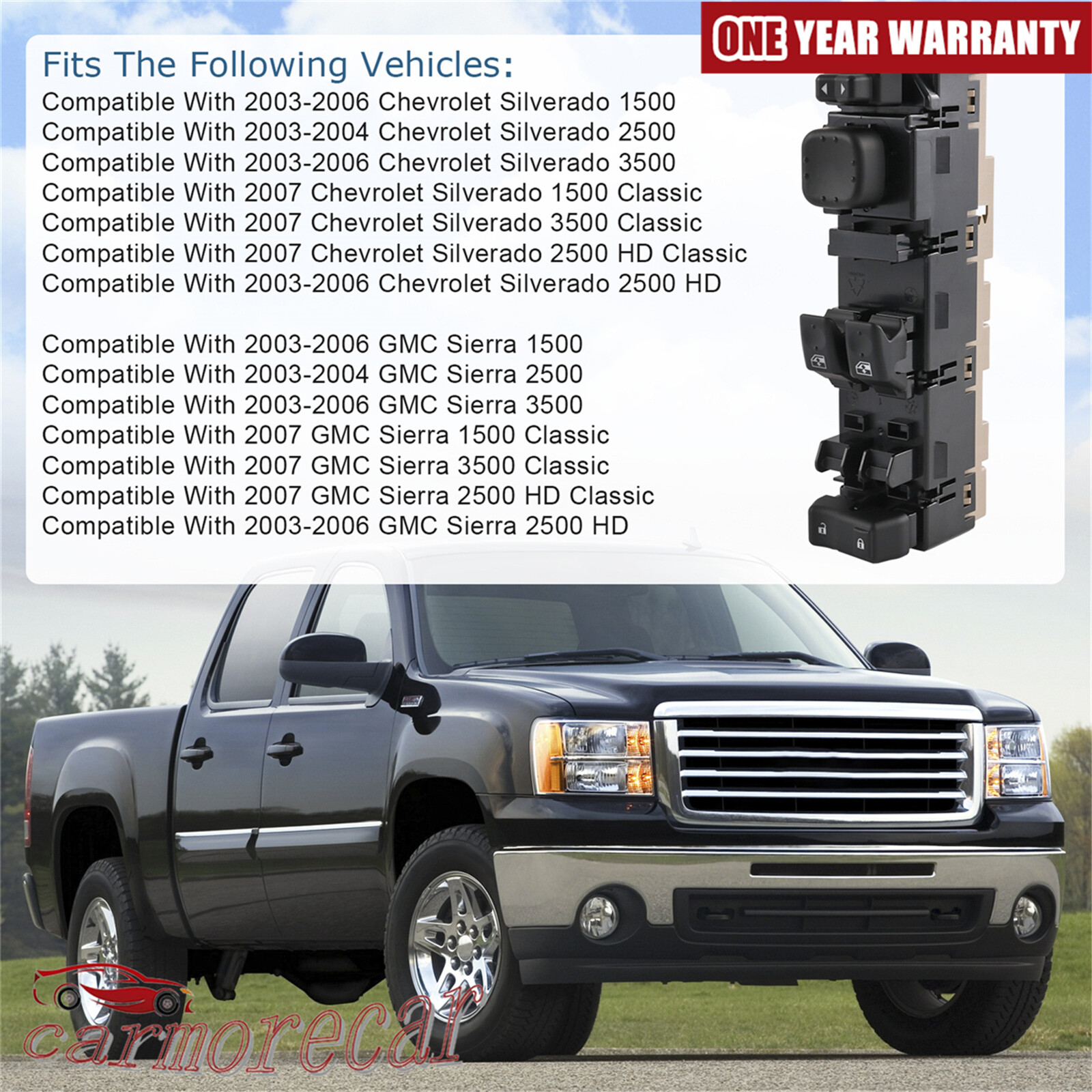 15883318 Power Window Switch Driver Left Side Black for Chevy GMC ...