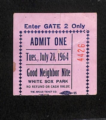 JULY 21, 1964 CALIFORNIA ANGELS @ CHICAGO WHITE SOX TICKET STUB, GOOD ...