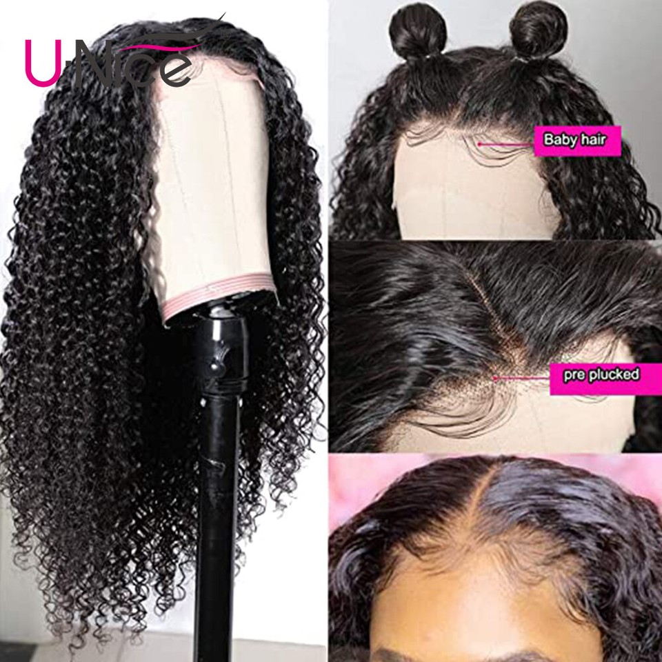 UNice Peruvian Curly Lace Front Human Hair Wigs for Black Women Pre ...