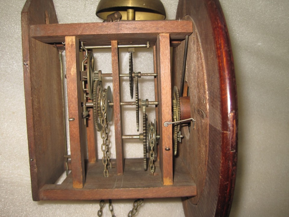 Running Antique German Postman's Alarm Clock Wood Plates Old | eBay