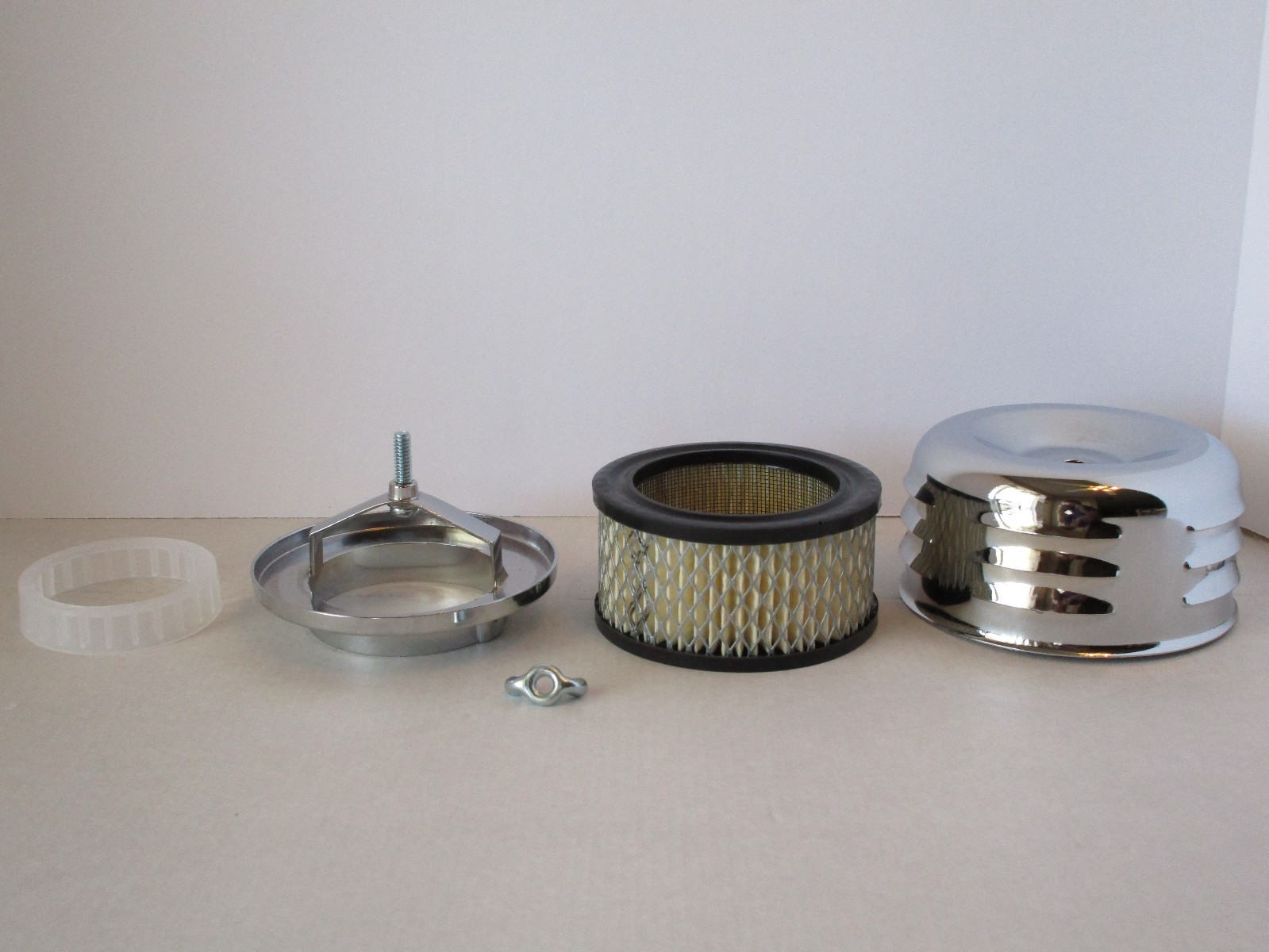 CHROME 4 5/8" LOUVERED AIR CLEANER 1 OR 2 BBL FITS CHEVY & FORD HOT ROD ...