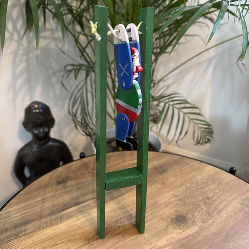 Vintage Wooden Climbing Acrobat Toy – Folk Art Trapeze Figure Working ...