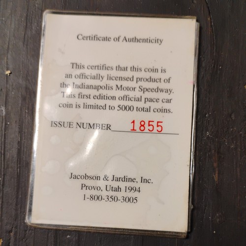 1994 78th Indianapolis 500 First Edition Ford Mustang Pace Car Coin ...