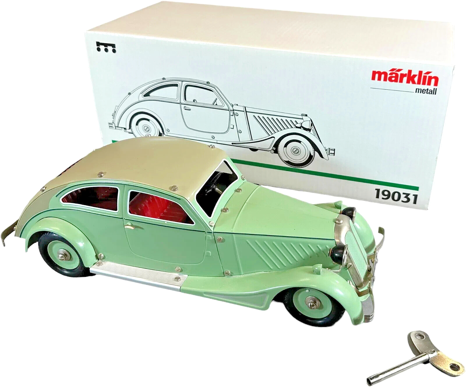 MARKLIN WINDUP #19031 METAL CLOCK WORK & HEADLIGHTS AUTOBAN COUPE w/BOX ...