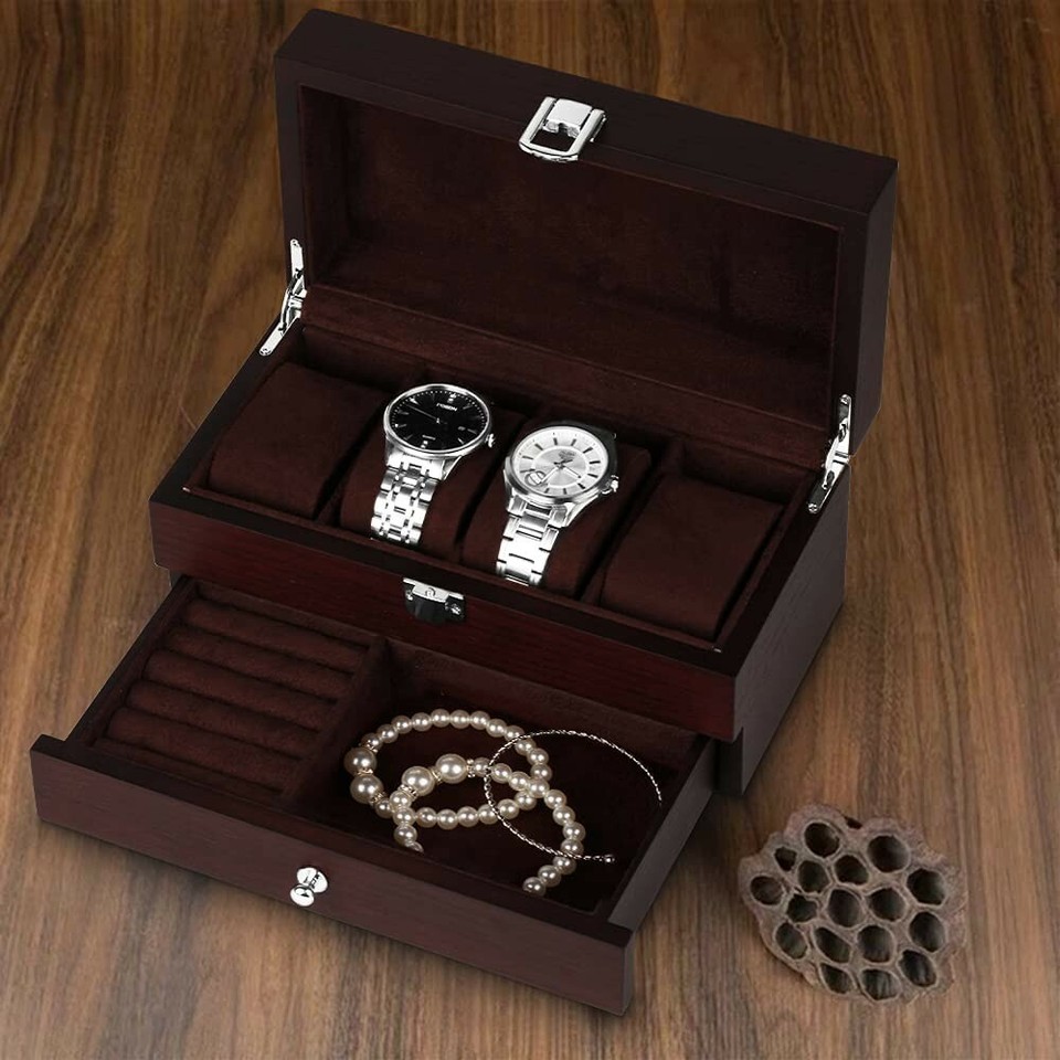 Luxury two-layer wooden watch case jewelry box From Japan Y/N | eBay