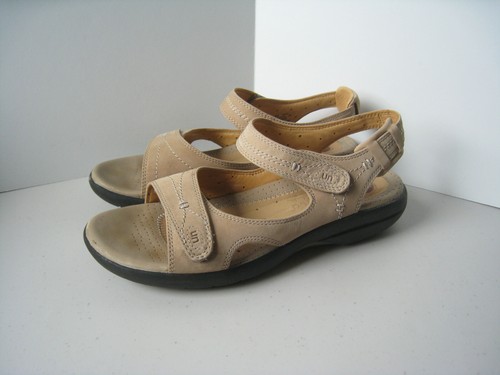 Clarks Unstructured Womens 9 M Leather Sport Sandals Beige Ankle Strap ...