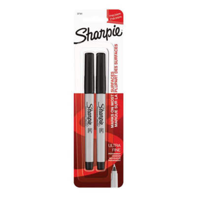 Sharpie Water Fade Resistant Ultra Fine Permanent Marker 0.3mm 2 Pieces ...