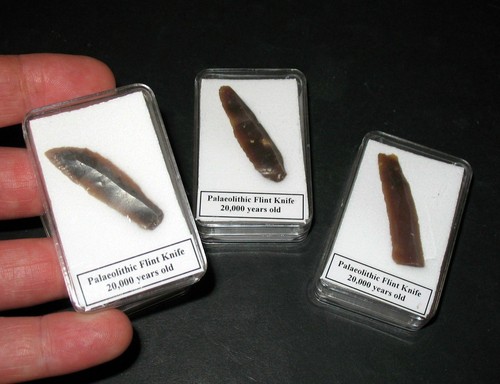 Palaeolithic stone age tool flint knife point display case great gifts ...