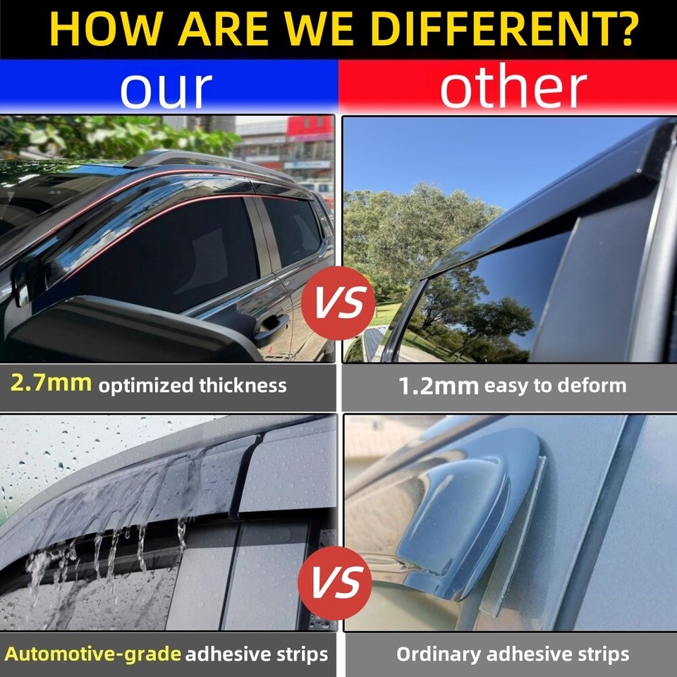 NEW WIND DEFLECTORS FOR FORD RANGER T9 WILDTRAK RAPTOR 2023-2025 RAIN ...