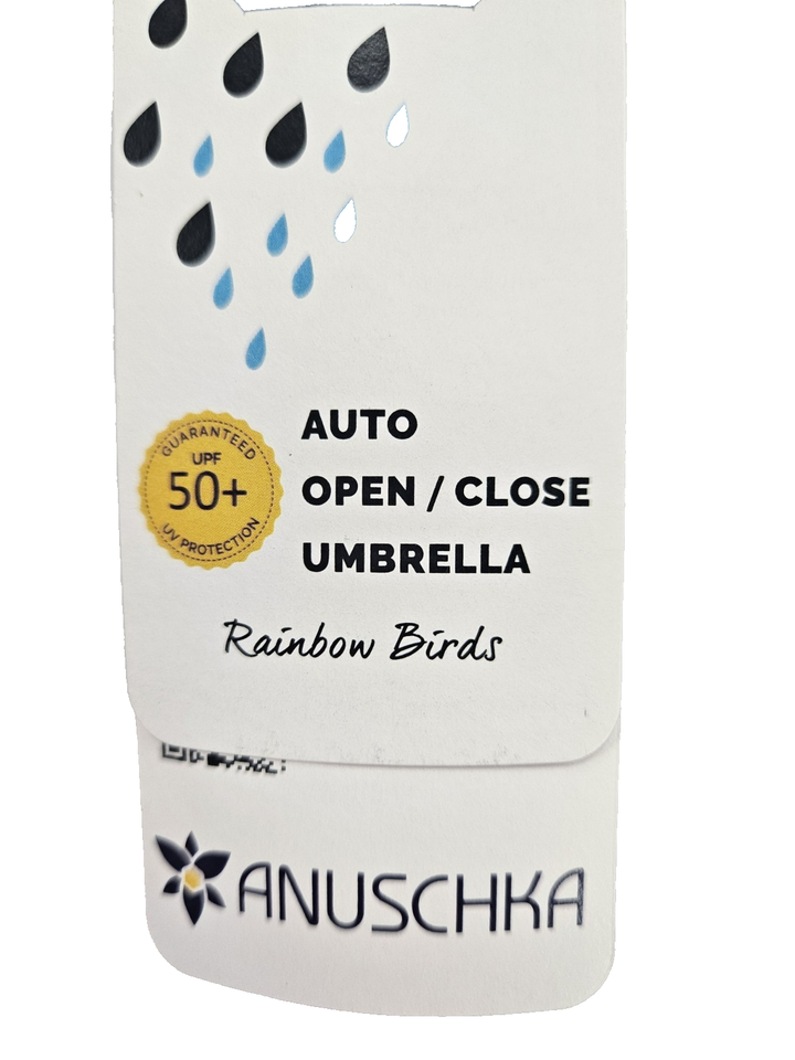 Anuschka Rainbow Birds Auto Open Close Umbrella UV 50+ Floral Bird NWT ...