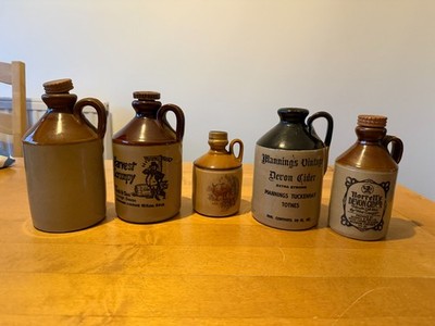 job lot 5 x Flagon Stoneware bottles Harvest Scrumpy Mannings Horrell's ...