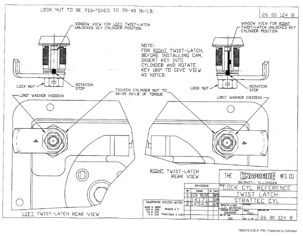 Knapheide 26109843, Replacement Lock & Key Kit for T-latches, Key Code ...